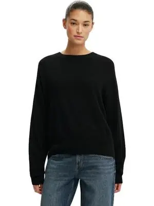 COTTON ON Cashmere Blend Crew Knit Black