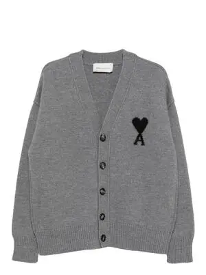 AMI Paris De Coeur Wool Cardigan - Multicolor