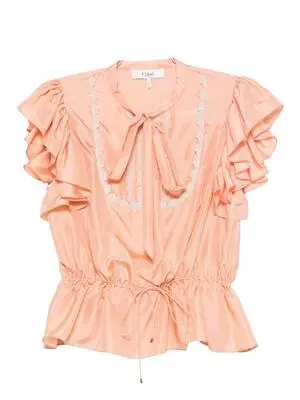 Chloé Silk Rouched Top - Multicolor