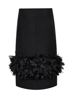 TOTEME Black Wool And Silk Petal Midi Skirt - Multicolor