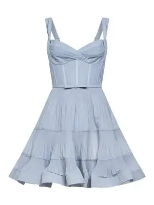 Zimmermann Steel Blue Pleated Mini Dress - Multicolor
