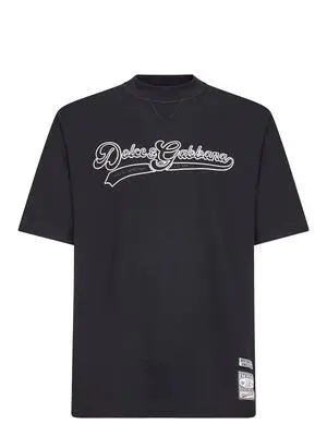 Dolce & Gabbana Black Cotton Jersey Logo T-shirt - Multicolor