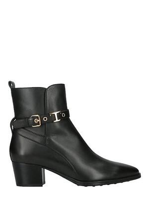 TOD'S Gomma Buckled Leather Heeled Ankle Boots - Black