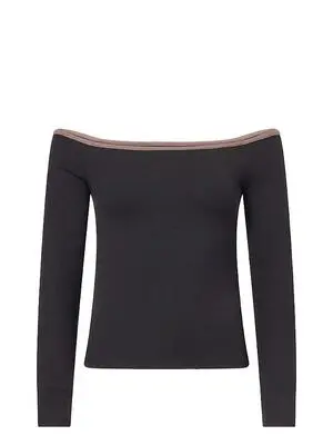 TALA 365 Off-shoulder Rib-jersey Top - Black