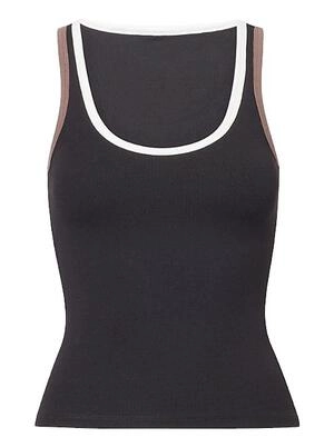 TALA 365 Contrast-trim Rib-jersey Vest Top - Black