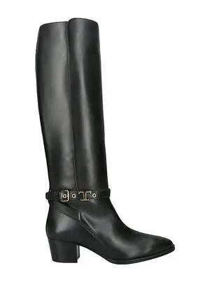 TOD'S Gomma Buckled Leather Heeled Knee-high Boots - Black