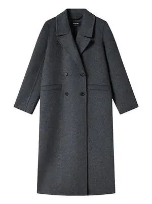 Whistles Double-breasted Relaxed-fit Wool-blend Coat - Grey