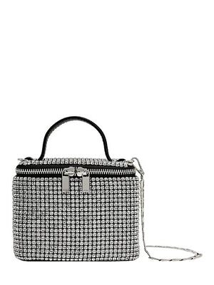 REISS Nova Mini Crystal-embellished Cross-body Bag - Silver