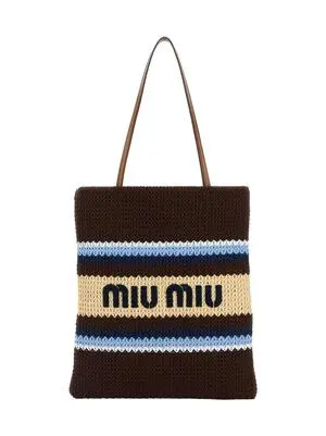 Miu Miu Embroidered Crochet Shopping Bag - Multicolor