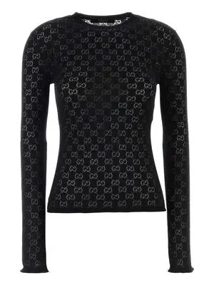 GUCCI Gucci Women Black Gg Cotton Top