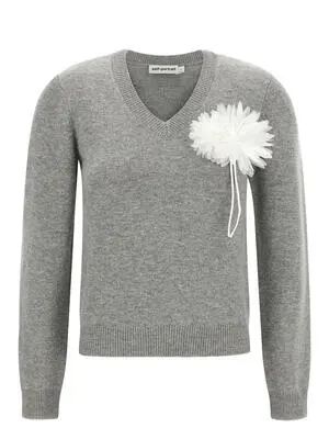 SELF-PORTRAIT Fiore Pin Sweater - Gray