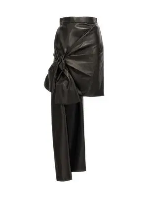 Alexander McQueen Maxi Bow Leather Skirt - Black