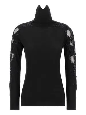 ERMANO SCERVINO Ermanno Scervino High Neck With Lace Inserts - Black