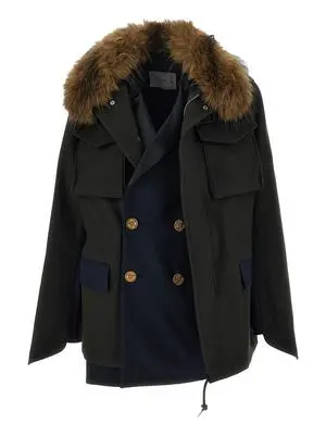 Sacai Wool Melton X Suiting Jacket - Multicolor