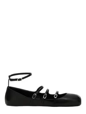 Alexander McQueen Leather Strap Ballet Flats - Black