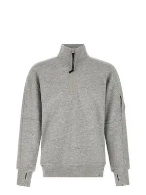C.P. COMPANY Diagonal Raised Fleece Sweatshirt And Lens Detail - Gray