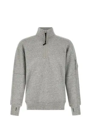 C.P. COMPANY Diagonal Raised Fleece Sweatshirt And Lens Detail - Gray