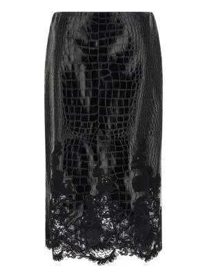 ERMANO SCERVINO Ermanno Scervino Women Coconut Print Sheath Skirt With Lace