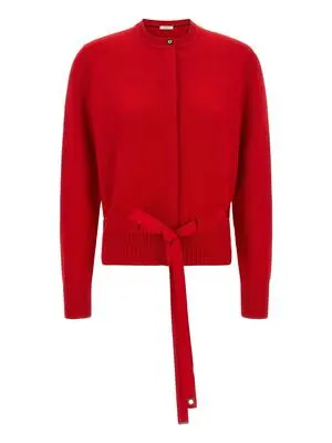 FERRAGAMO Belted Cardigan - Red