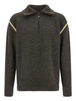 MAISON MARGIELA Elbow Patch Quarter-zip Reversible Sweater - Gray