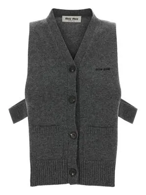 Miu Miu Dark Grey Cashmere Vest - Gray