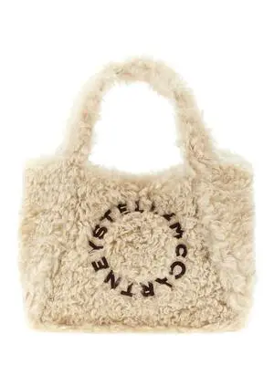 Stella McCartney Shearling Logo Shopping Bag - Cream