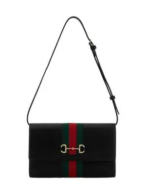 Gucci Leather Horsebit Web Wallet - Black