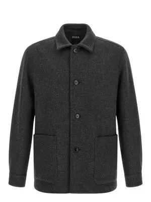 Zegna Zegna Men Jersey Overshirt Gray