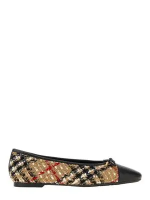 Burberry Embroidered Tweed Ballerinas - Multicolor