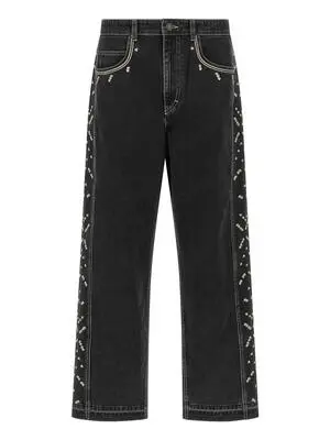 Isabel Marant Étoile Marant 'jorian' Jeans With Embroideries - Black