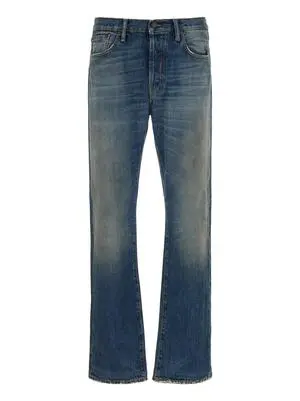 Acne Studios Acne Studios Men's Bingo Jeans With Leather Patch Midblue