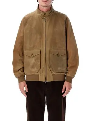 BARACUTA Zip-up Bomber Jacket With Stand Collar And Flap Pockets - Marrone