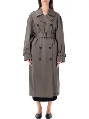 TOTEME Toteme Garment-Washed Cotton Crisp Summer Trench With Detachable Belt Beige