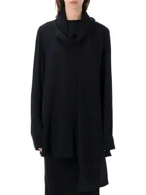 TOTEME TOTEME Draped Scarf Blouse With Fluid Georgette Drape Nero