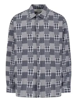 ERL Patchwork Plaid Cotton Shirt - Blue