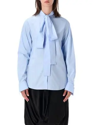 7 For All Mankind 7 For All Mankind Women's Bow Tie Neck Long Sleeve Blouse Blu