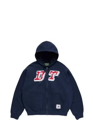 DENIM TEARS Distressed Tackle Twill Zip Up Hoodie 'navy - Blue