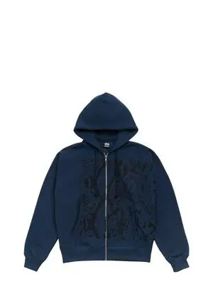 StÜssy Snakeskin Zip Hoodie 'navy - Blue