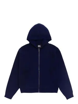 StÜssy Waffle Cashmere Zip Hood Sweater 'deep Navy' Blue