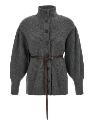 Brunello Cucinelli Belted Cardigan - Gray