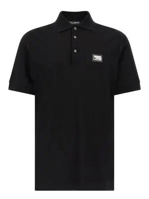 Dolce & Gabbana Logo Plate Polo Shirt - Black