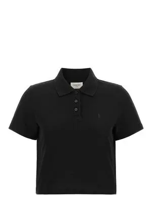 Saint Laurent Cassandre' Crop Polo Shirt - Black