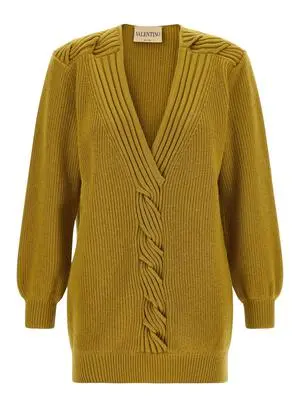 Valentino Garavani Valentino Garavani Women Valentino Garavani Weave Sweater Yellow