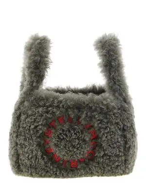 Stella McCartney Shearling Logo Shoulder Bag - Gray