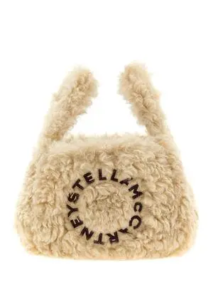 Stella McCartney Shearling Logo Shoulder Bag - Cream
