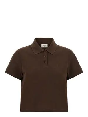 Saint Laurent Cassandre' Crop Polo Shirt - Brown