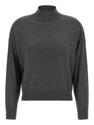 Peserico Lamé Thread Turtleneck Sweater - Gray
