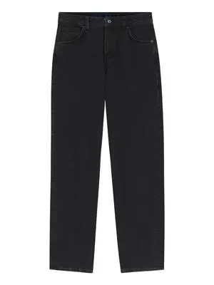 Hugo Wide-leg Loose-fit Jeans In Cotton - Black
