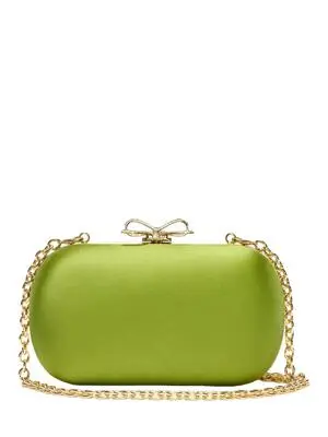 SELF-PORTRAIT Green Satin Clutch Bag - Multicolor