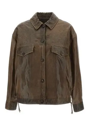 GOLDEN GOOSE Journey W's Jacket Babete Mixed Of Embossed And Plain Nappa Leather - Multicolor